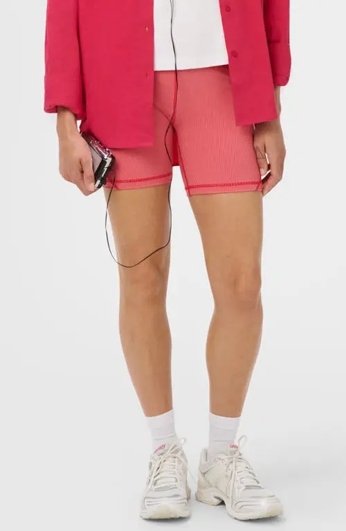 Sweaty Betty Power 6" Bike Shorts - Red Micro Stripe Print