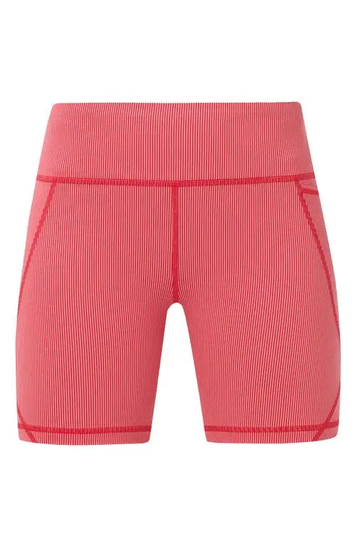 Sweaty Betty Power 6" Bike Shorts - Red Micro Stripe Print