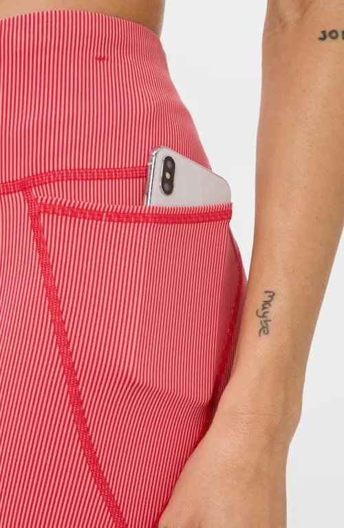 Sweaty Betty Power 6" Bike Shorts - Red Micro Stripe Print