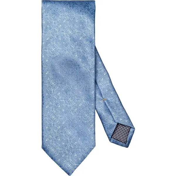 Eton Medallion Jacquard Silk Neck Tie - Medium Blue