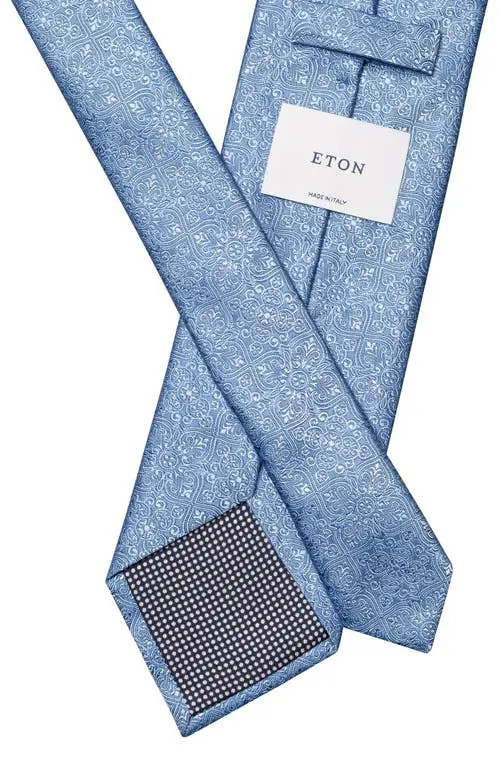 Eton Medallion Jacquard Silk Neck Tie - Medium Blue