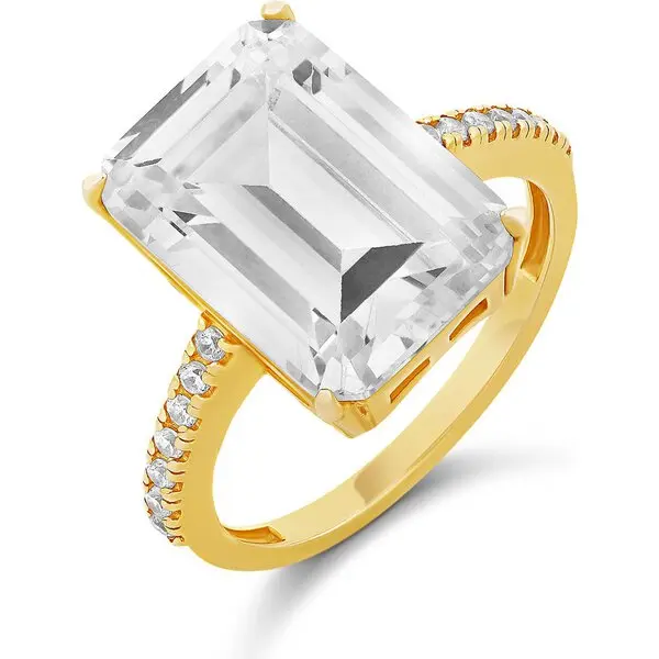 SHYMI Emerald-cut Cubic Zirconia Cocktail Ring - Gold