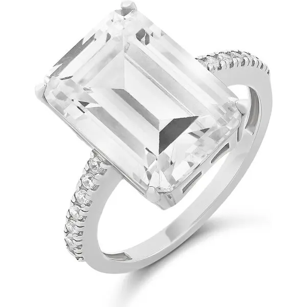 SHYMI Emerald-cut Cubic Zirconia Cocktail Ring - Silver