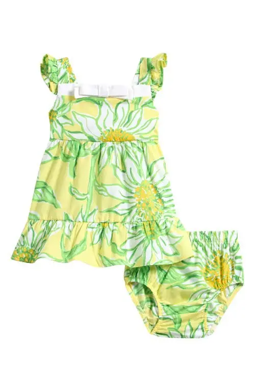 LILLY PULITZER® Charlize Floral Tiered Cotton Dress & Bloomers Set - Limoncello Sunbelievable