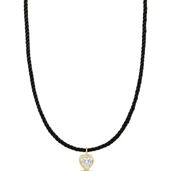 SHYMI Cubic Zirconia Heart Pendant Necklace - Black Gold