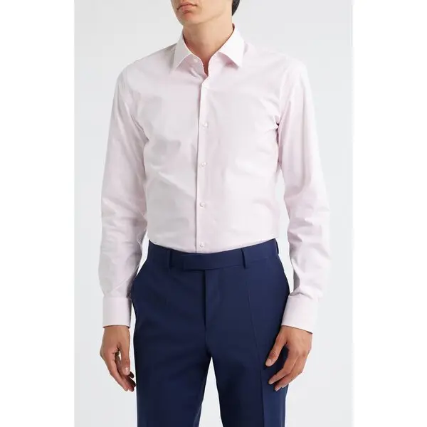 BOSS Hank Kent Slim Fit Performance Stretch Cotton Dress Shirt - Open Pink