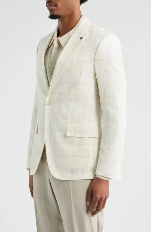 BOSS Hutson Slim Fit Windowpane Check Linen Blend Sport Coat