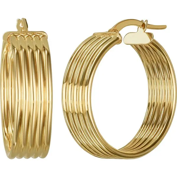 Bony Levy 14k Gold Ribbed Hoop Earrings - 14k Yellow Gold
