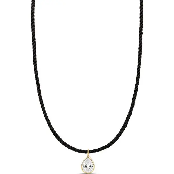 SHYMI Cubic Zirconia Teardrop Pendant Necklace - Black Gold