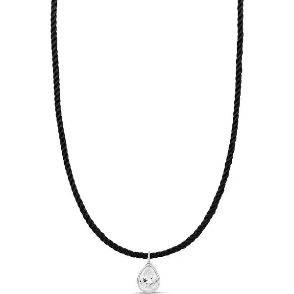 SHYMI Cubic Zirconia Teardrop Pendant Necklace - Black Silver