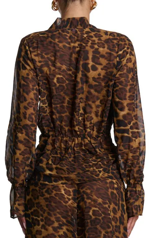 Naked Wardrobe Plunge Tie-front Chiffon Top