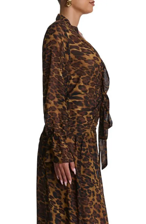 Naked Wardrobe Plunge Tie-front Chiffon Top