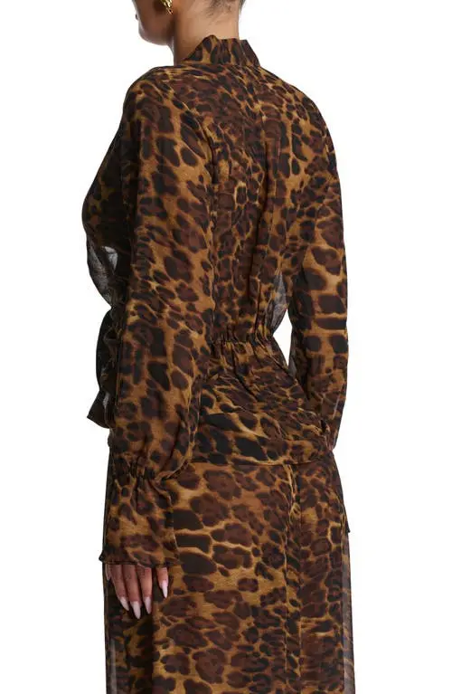 Naked Wardrobe Plunge Tie-front Chiffon Top