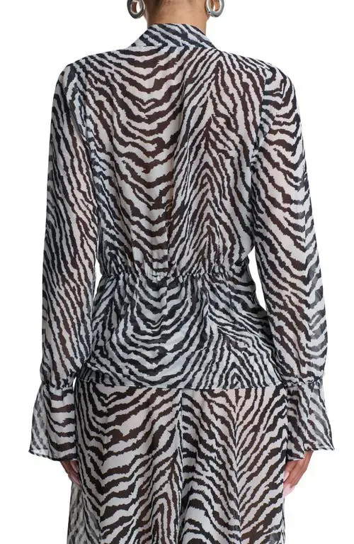 Naked Wardrobe Plunge Tie-front Chiffon Top