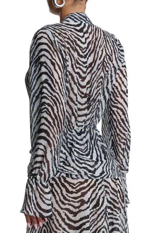 Naked Wardrobe Plunge Tie-front Chiffon Top
