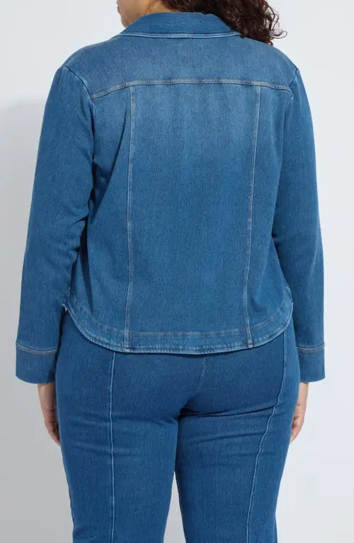 Lyssé Curve Hem Denim Trucker Jacket - Mid Wash
