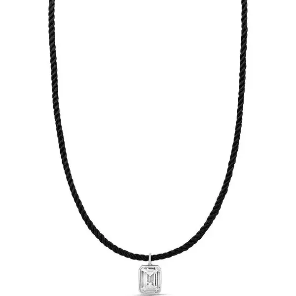 SHYMI Emerald-cut Cubic Zirconia Pendant Necklace - Black Silver