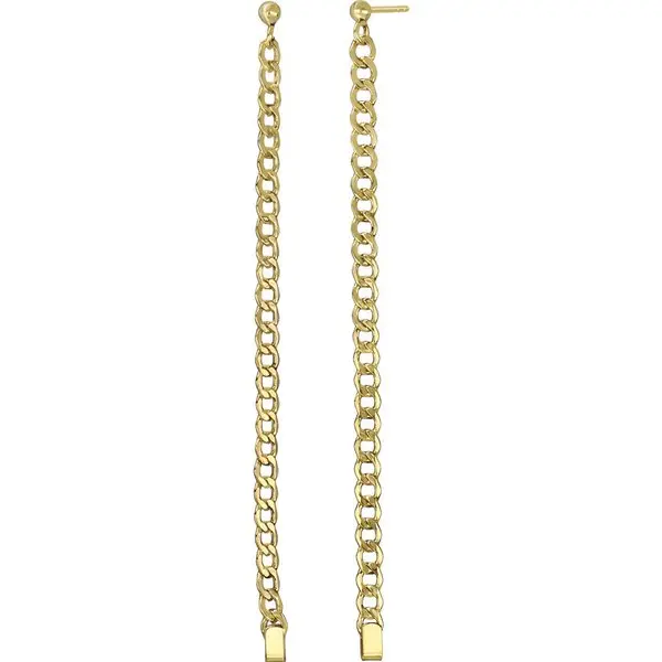 Bony Levy 14k Gold Curb Chain Linear Drop Earrings - 14k Yellow Gold