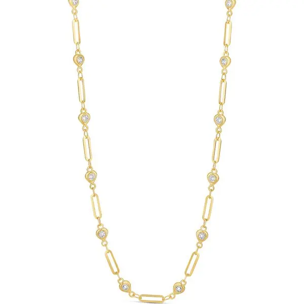 SHYMI Heart Station Paper Clip Chain Necklace - Gold