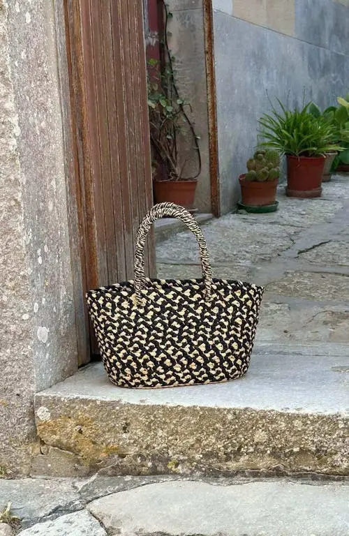 INDEGO AFRICA Braided Raffia Tote - Black