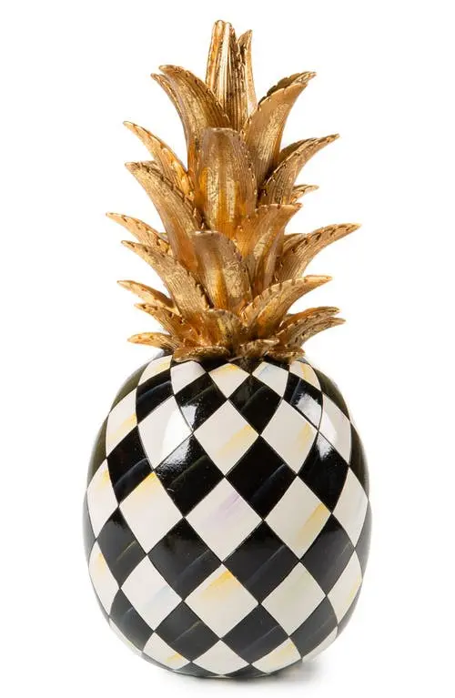MACKENZIE-CHILDS Marquee Pineapple Sculpture - Black/ White