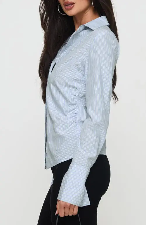 Princess Polly Rush Hour Stripe Shirred Button-up Shirt