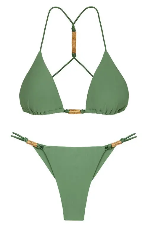 VIX PAULA HERMANNY Stacy T-back Beaded Triangle Bikini Top