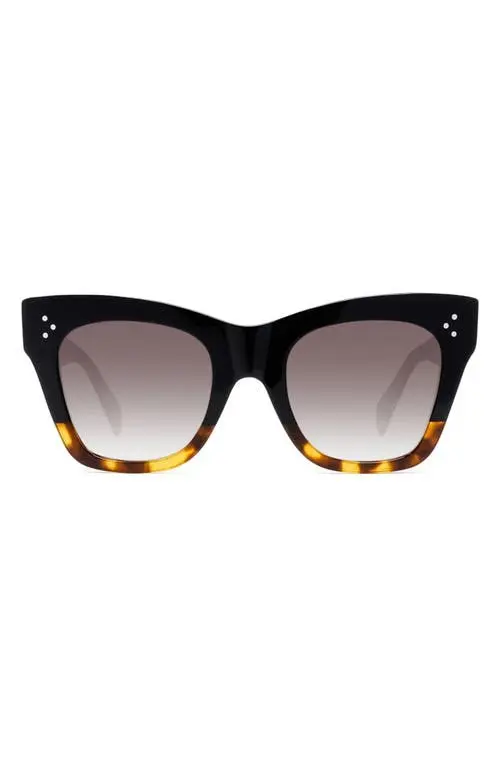 Celine 50mm Gradient Bold 3 Dot Cat Eye Sunglasses - Black/havana
