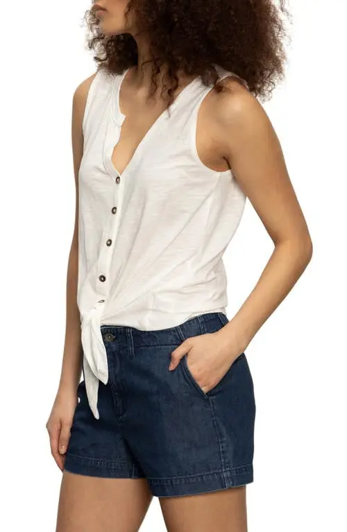 Sanctuary Tie Front Slub Jersey Button-up Tank
