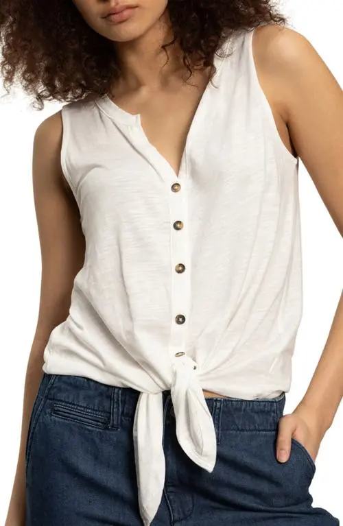 Sanctuary Tie Front Slub Jersey Button-up Tank