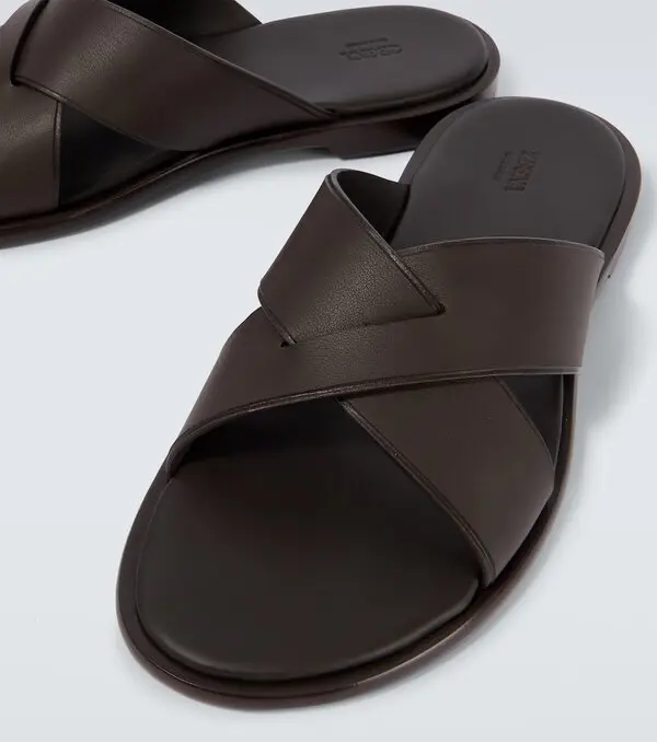 Zegna Leather Sandals - Brown