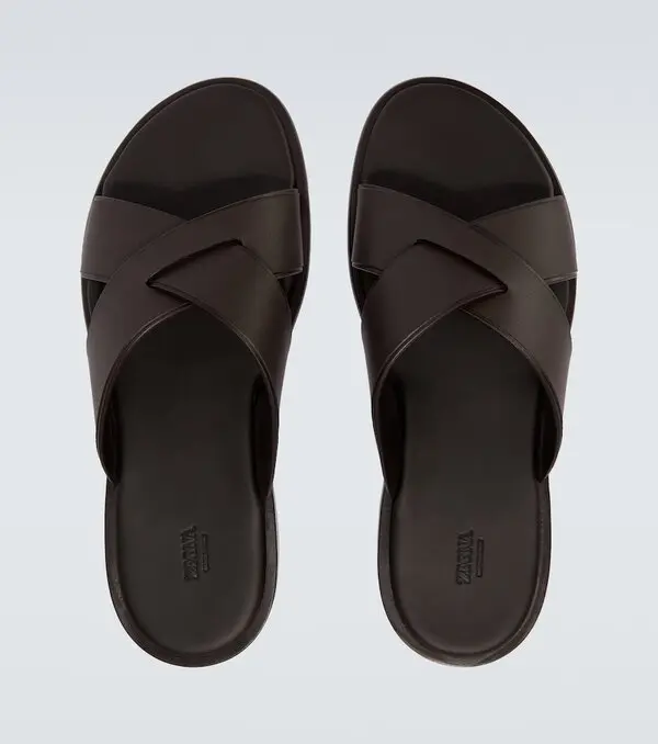 Zegna Leather Sandals - Brown