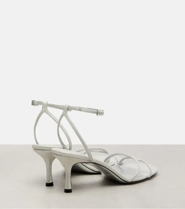 JIMMY CHOO Leo 65 Leather Sandals - Silver