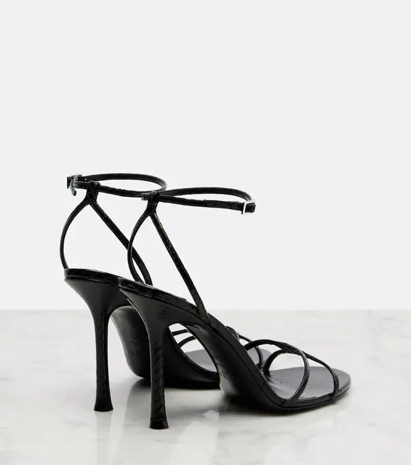 JIMMY CHOO Leo 100 Leather Sandals - Black