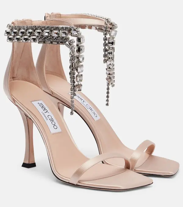 JIMMY CHOO Verity 100 Satin Sandals - Pink