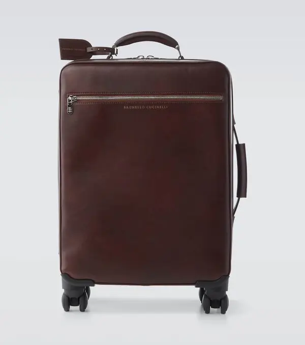 Brunello Cucinelli Leather Suitcase - Burgundy