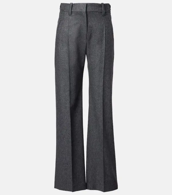 Brunello Cucinelli Pleated Virgin Wool Straight Pants - Grey