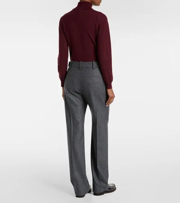 Brunello Cucinelli Pleated Virgin Wool Straight Pants