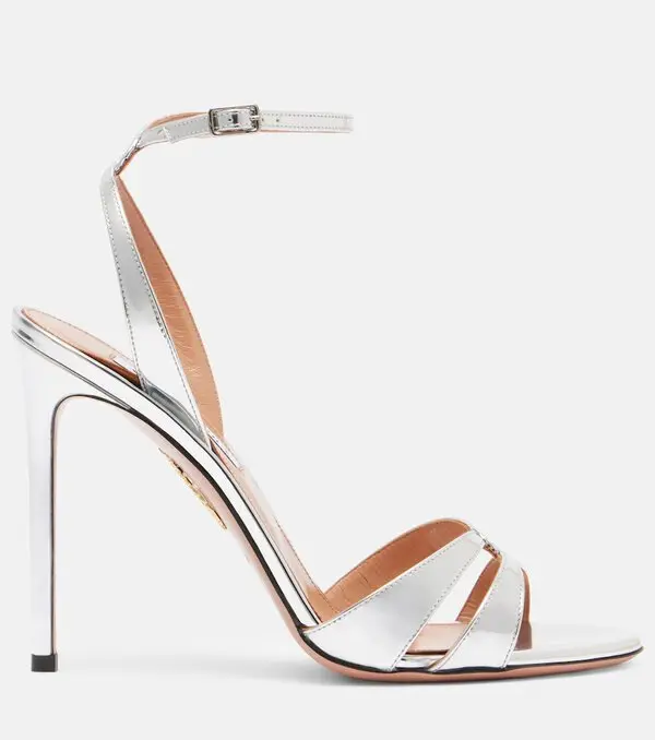 AQUAZZURA You And I Metallic Leather Sandals