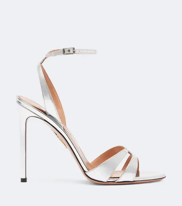 AQUAZZURA You And I Metallic Leather Sandals