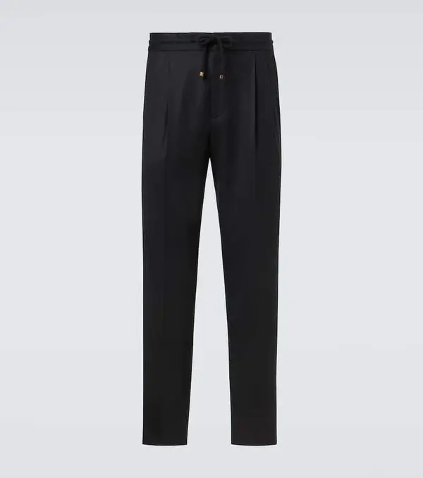 Brunello Cucinelli Virgin Wool Tapered Trousers - Black