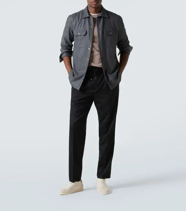 Brunello Cucinelli Virgin Wool Tapered Trousers - Black
