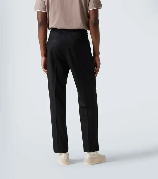 Brunello Cucinelli Virgin Wool Tapered Trousers - Black