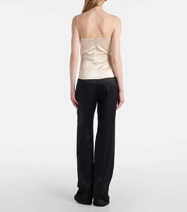 Magda Butrym Floral-appliqué Silk-blend Satin Top