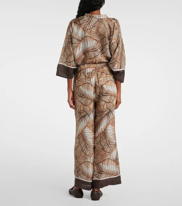Brunello Cucinelli Printed Silk Wide-leg Pants