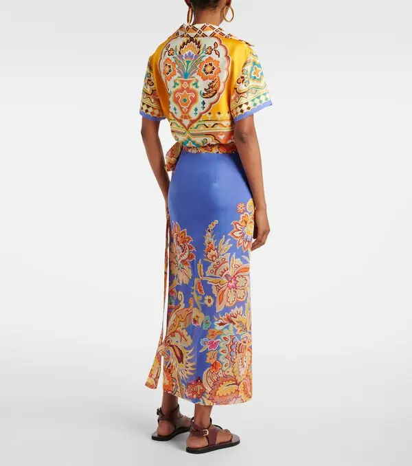 Etro Printed Cotton And Silk Wrap Skirt