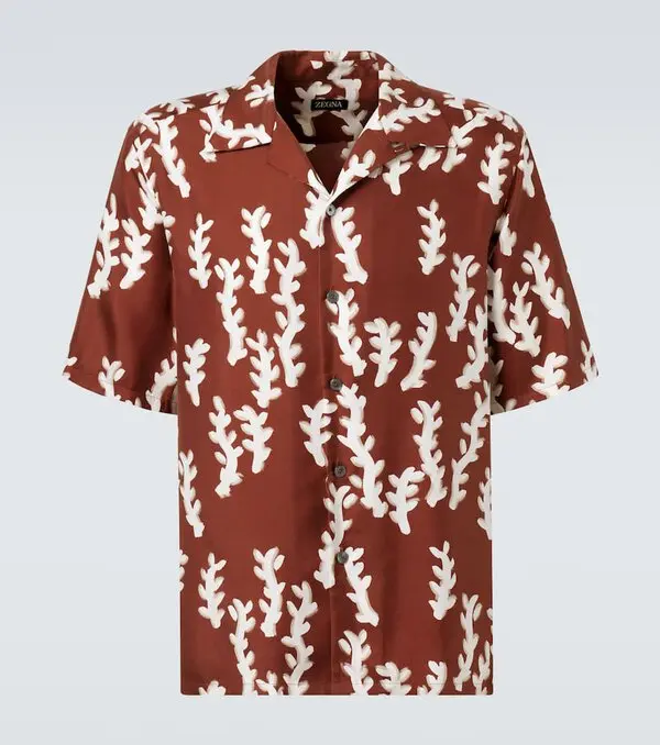 Zegna Printed Silk Bowling Shirt