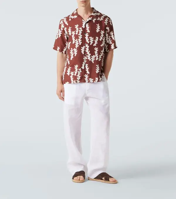 Zegna Printed Silk Bowling Shirt