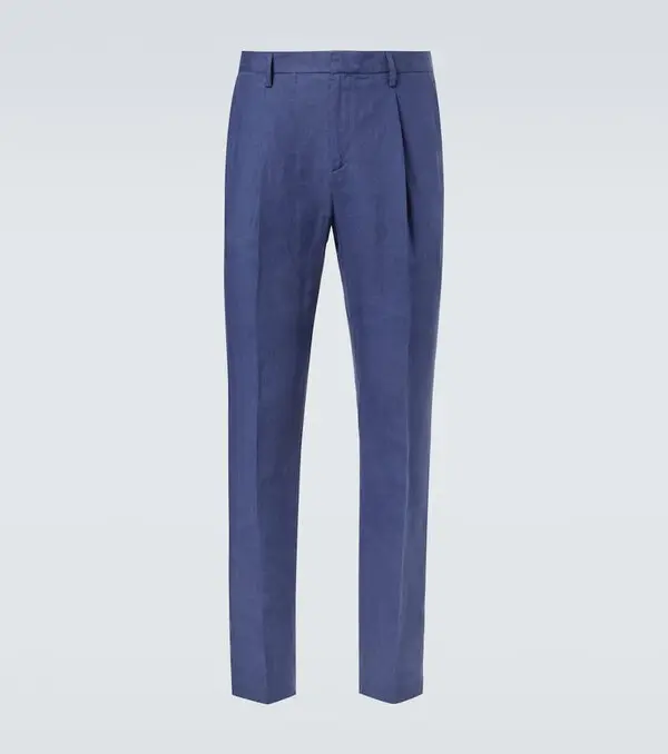 Sunspel Pleated Linen Straight Pants