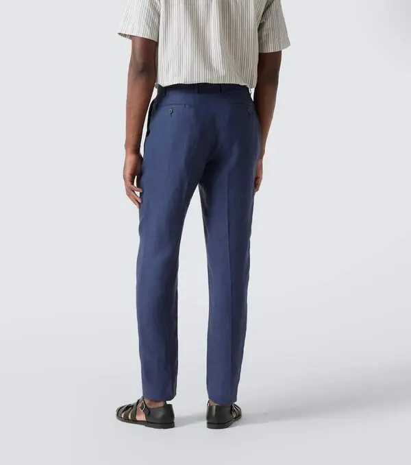 Sunspel Pleated Linen Straight Pants